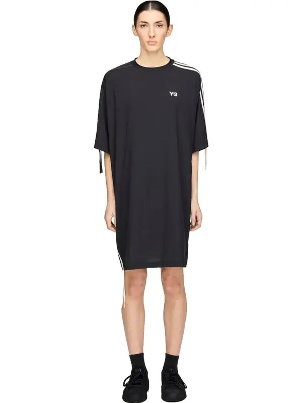 Adidas Y-3 Cinch 3-stripes Oversized Tee Dress - Black