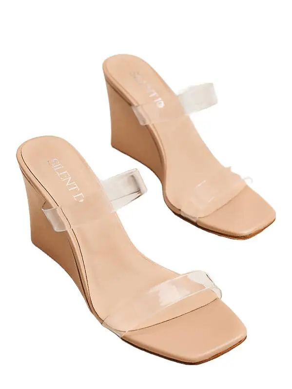 SILENT D Antoneo Wedge Sandals - Clear Nude