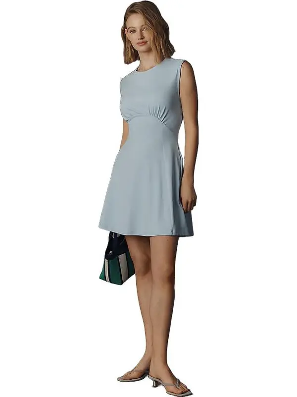 Maeve Sleeveless Ruched Mini Dress - Blue