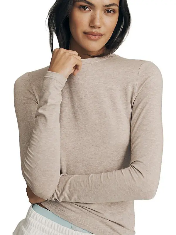 Varley Edna Fitted Long-sleeve T-shirt Top - Taupe