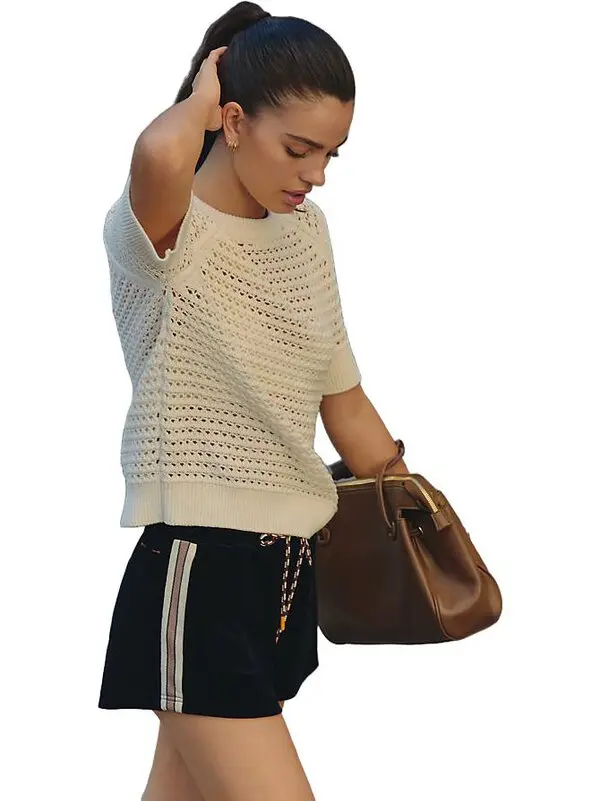 Varley Alva Knit Short-sleeve Pullover - Ivory