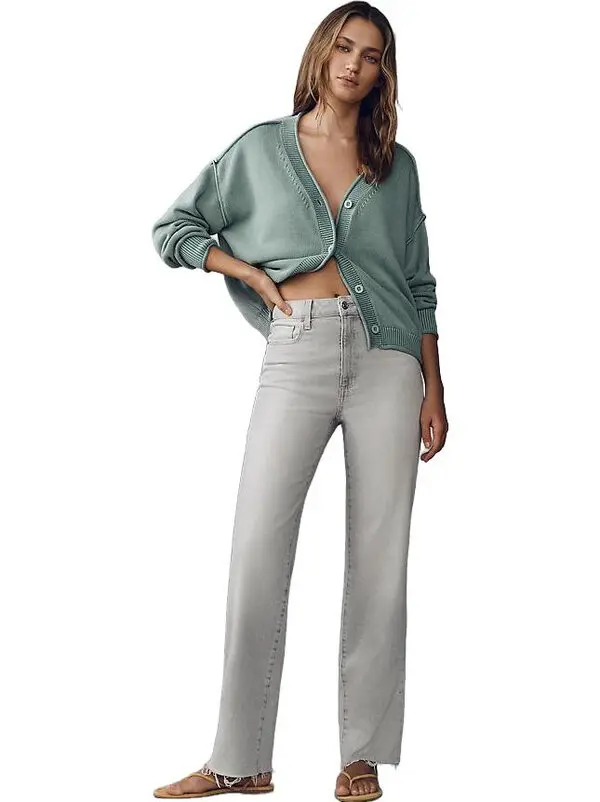 Paige Stevie High-rise Straight-leg Jeans - Light Grey