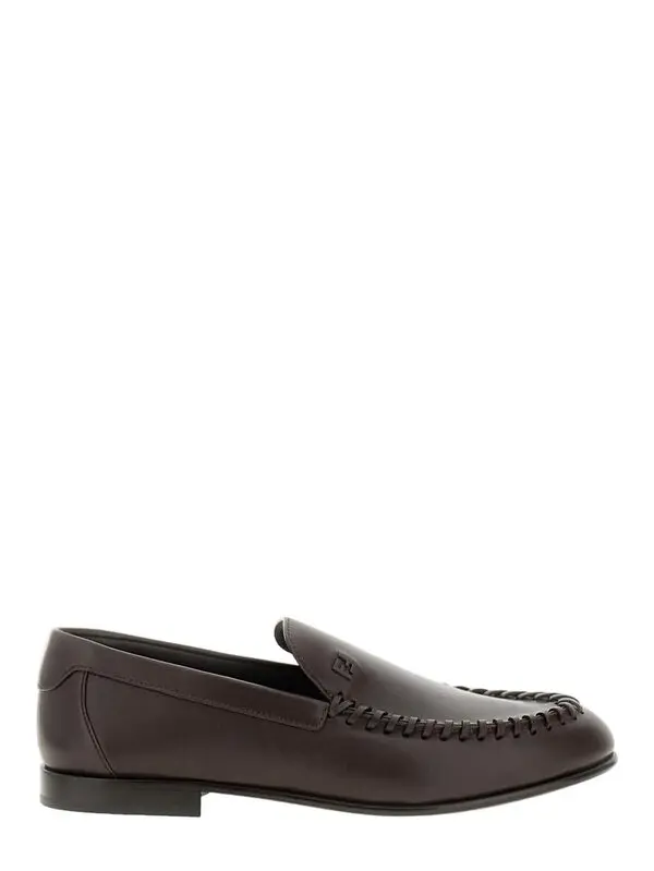 Fendi Woven Leather Loafers - Brown