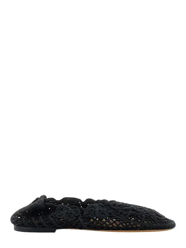 ODISSI Iris Ballerina Crochet Flat - Black