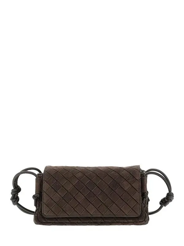 Bottega Veneta Suede Intrecciato Clutch - Brown