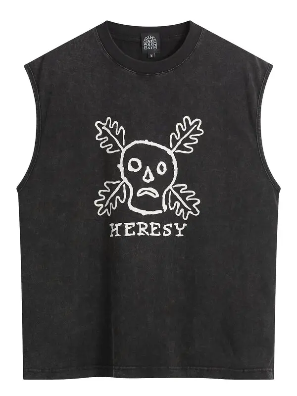 HERESY Printed Cotton Vest - Ash