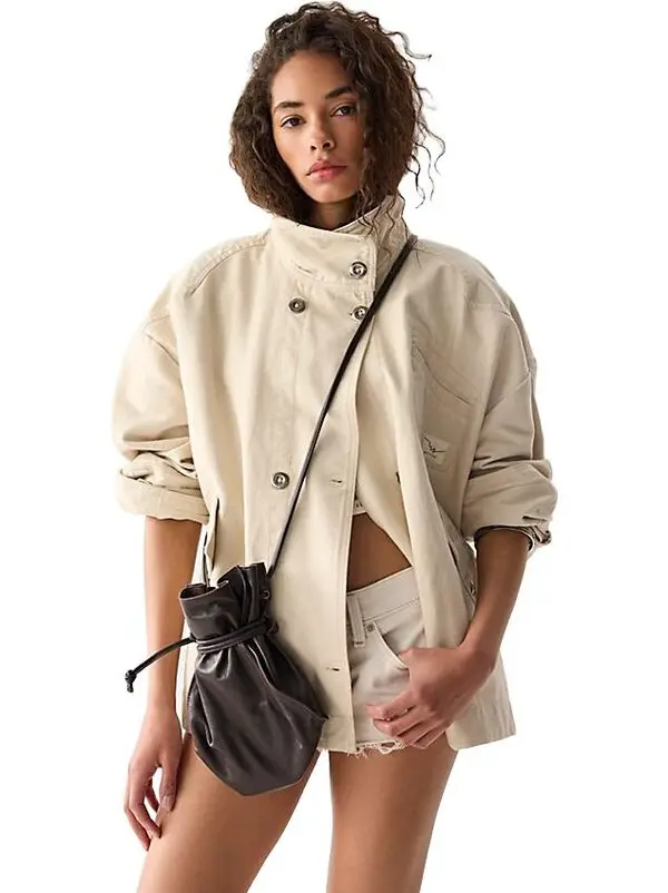 Free People Lucy Leather Pouch - Espresso