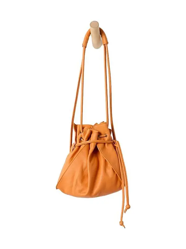 Free People Lucy Leather Pouch - Orange Zest