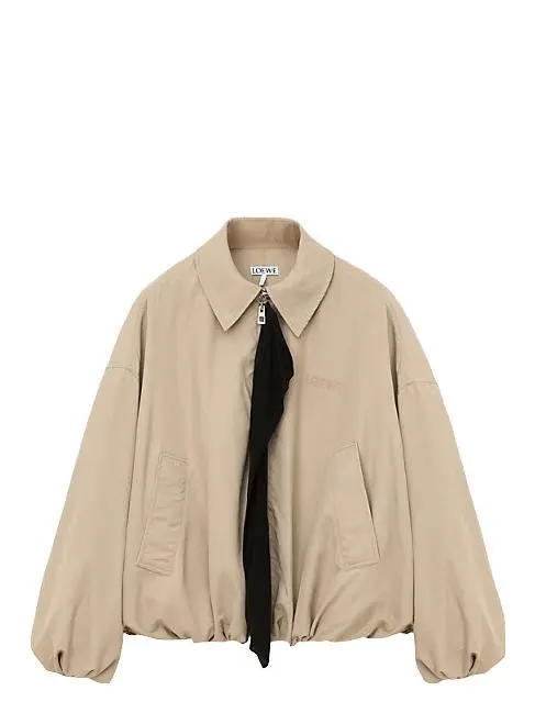 Loewe Contrast-panel Balloon-hem Woven Jacket - Light Beige