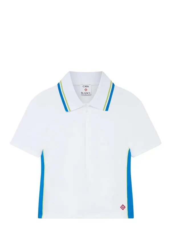 Casablanca White & Pique Cut-out Polo Shirt - Blue