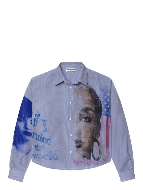 VALE FOREVER Freedom Button Up Long Sleeve Shirt - Blue