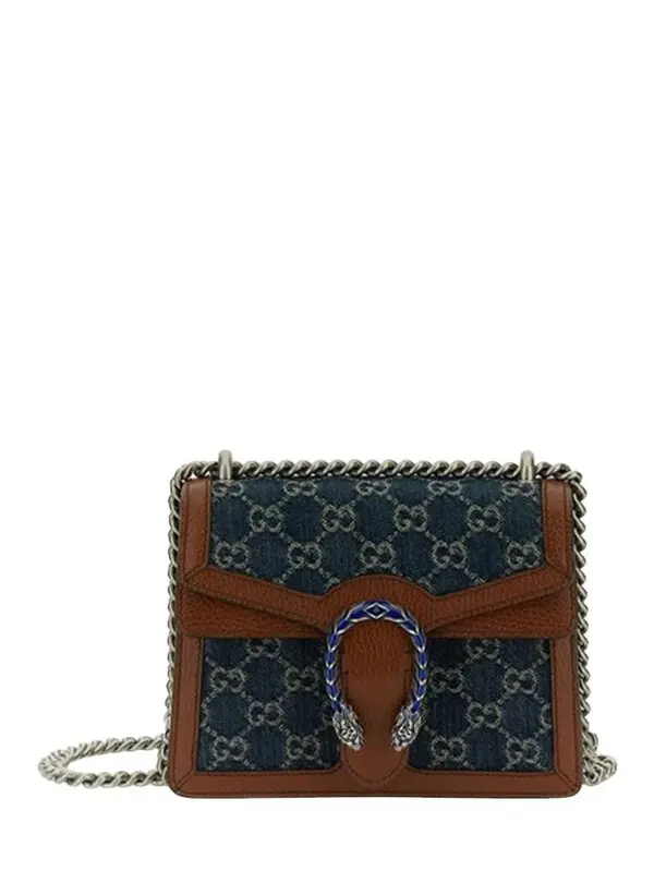 Gucci Dionysus Chain Bag Mini Gg Jacquard - Dark Blue/ivory/brown