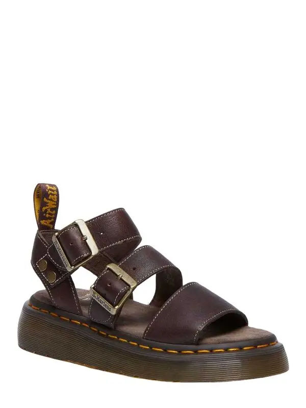 Dr. Martens Gryphon Quad Grizzly Leather Sandals - Brown
