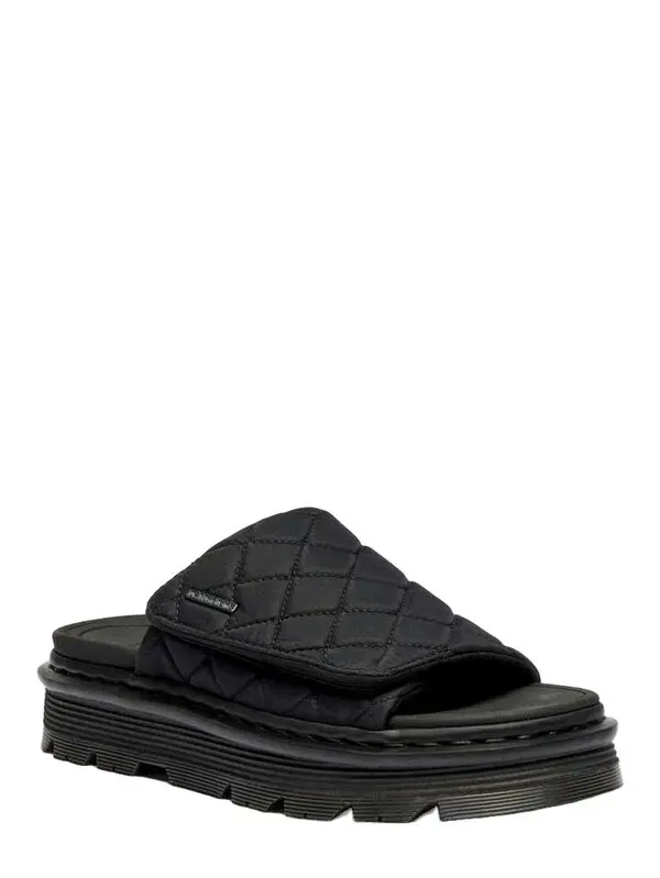 Dr. Martens Zebzag Quilted Canvas Platform Slides - Black
