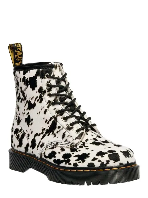 Dr. Martens 1460 Bex Dalmatian Hair On Leather Boots - Cream