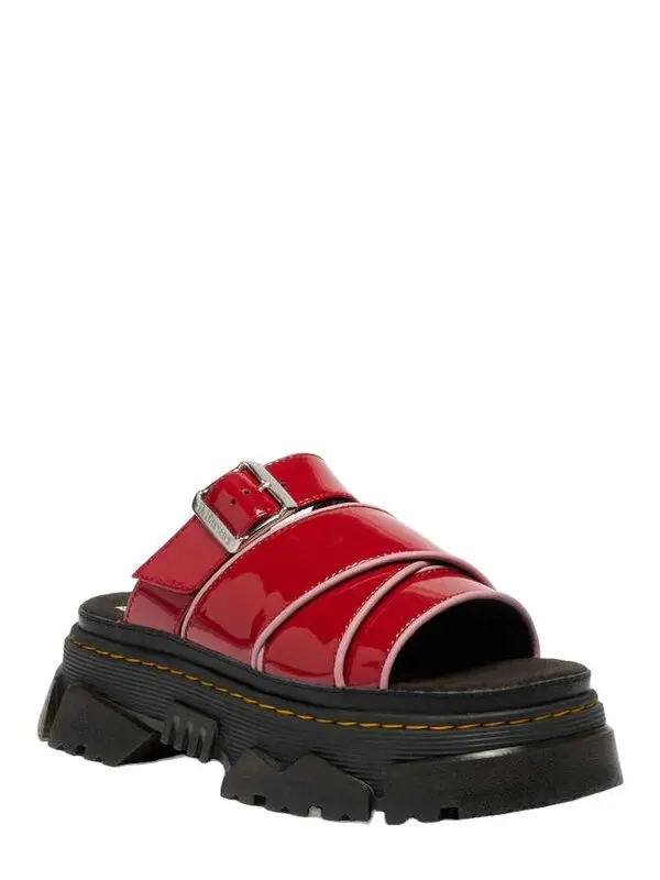 Dr. Martens Mattison Platform Leather Slides - Red