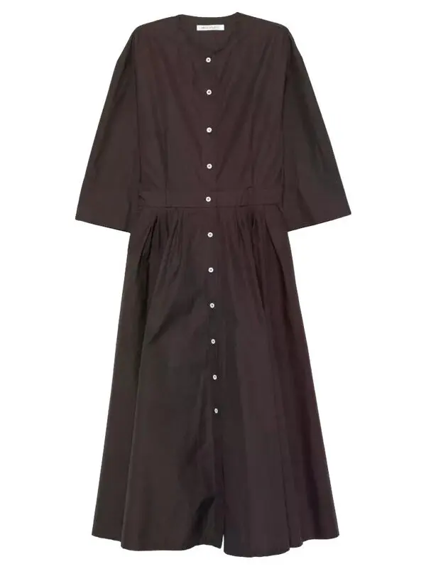 Mark Kenly Domino Tan Denilla Buttoned Front Midi Dress - Brown