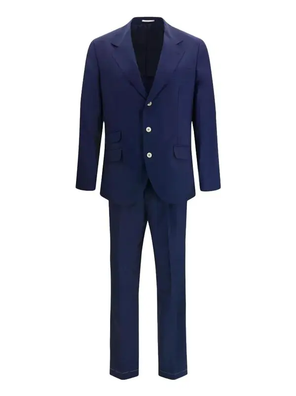 Brunello Cucinelli Button Wool Suit - Blue