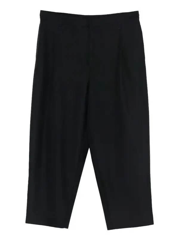 Maison Kitsuné Cropped Pleated Trousers - Blue