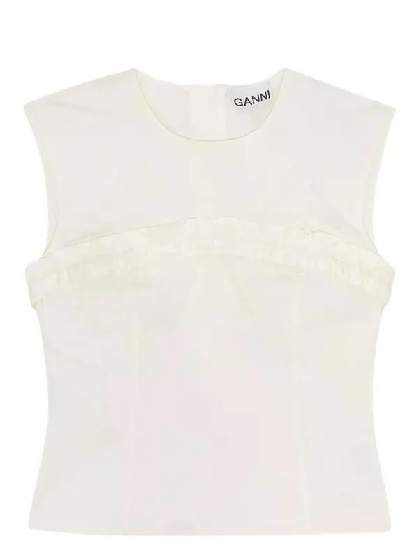 GANNI Ruffled-detail Blouse - Neutrals