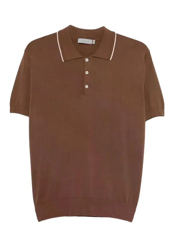 Canali Piped Polo Shirt - Brown