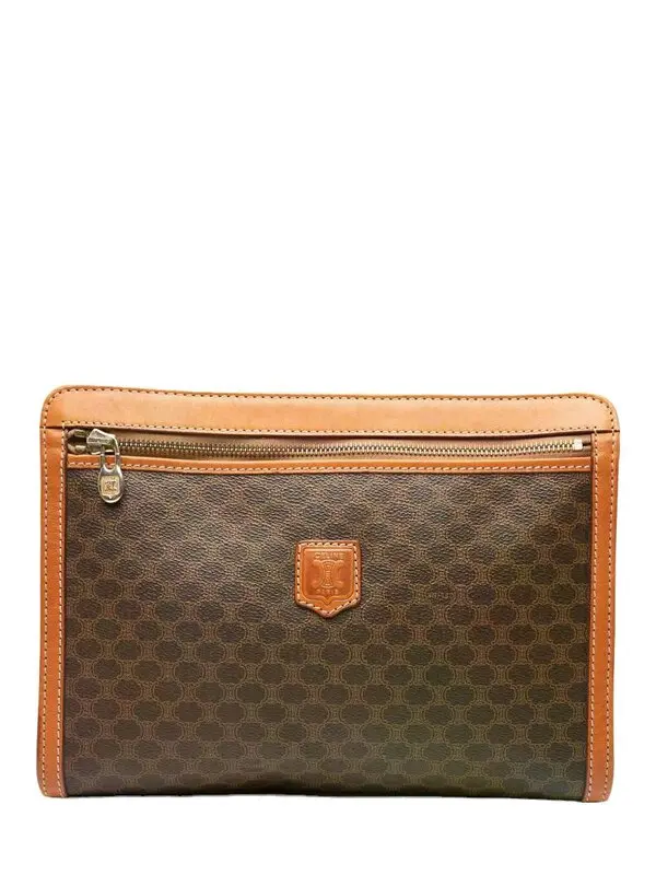 Celine 1992 Macadam Coated Canvas Clutch Bag - Brown