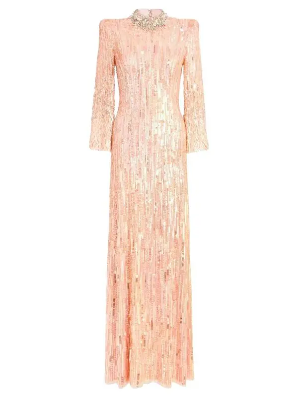 Jenny Packham Memphis Embellished Maxi Dress - Pink