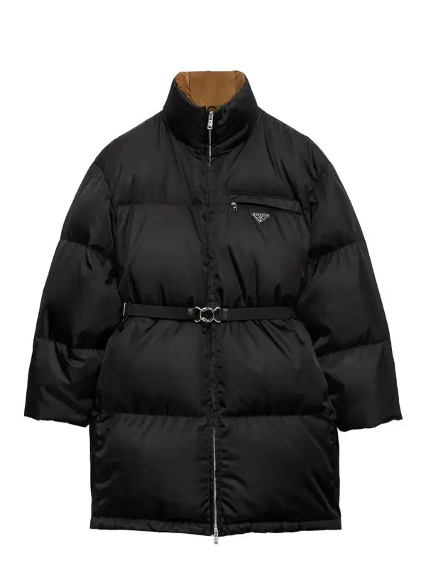 Prada Triangle-logo Down Coat - Black