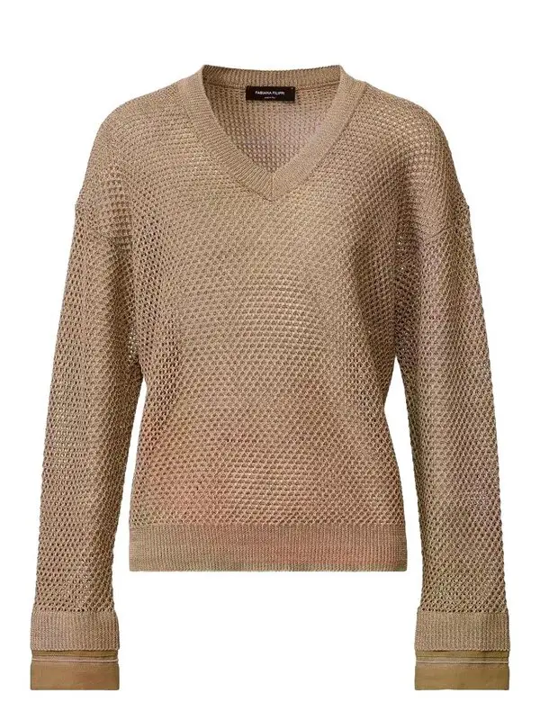 Fabiana Filippi V-neck Long-sleeve Sweater - Brown