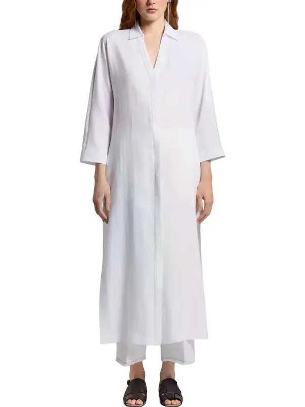 Peserico V-neck Shirt-style Maxi Dress - White
