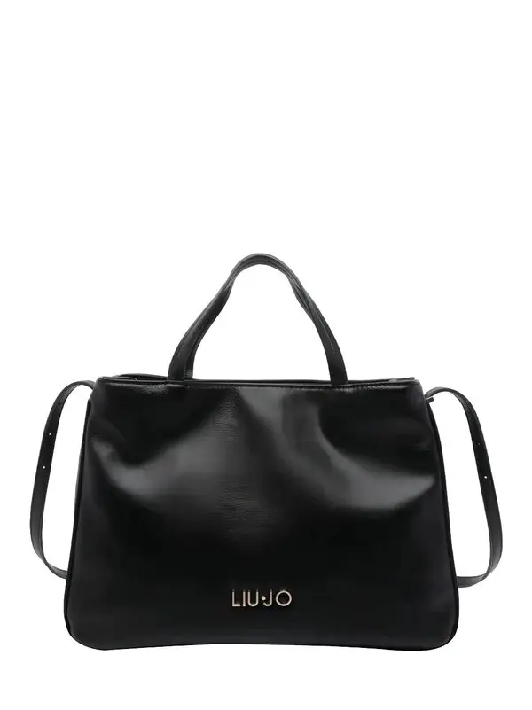 Liu Jo Leather Tote Bag With Logo Detail - Black