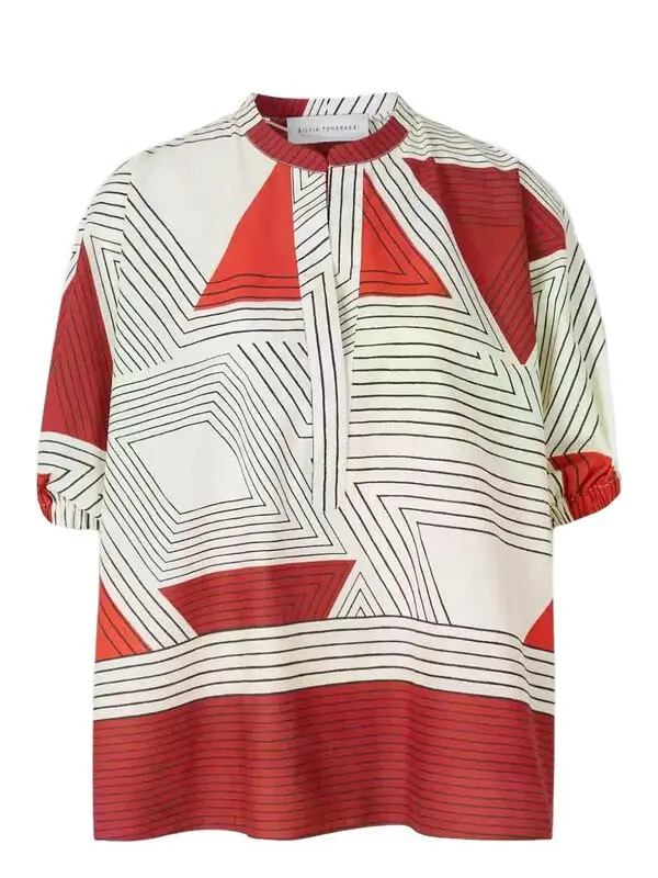 Silvia Tcherassi Geometric-pattern Blouse - Neutrals