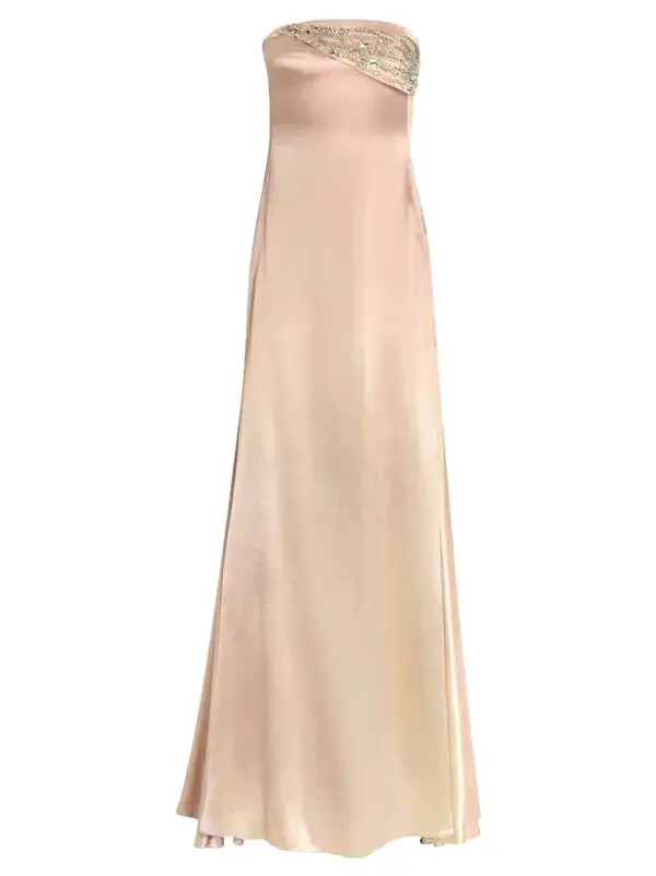 GENNY Embellished Strapless Maxi Dress - Neutrals