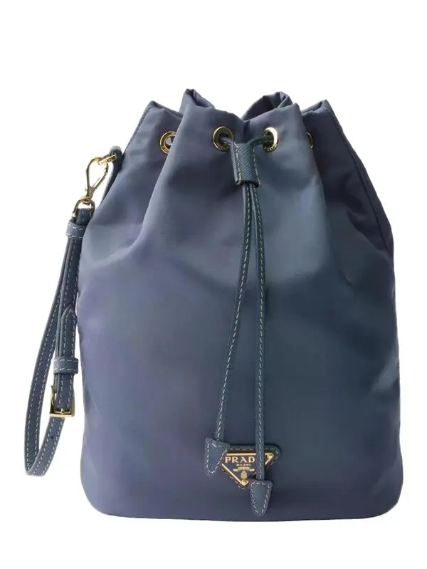 Prada Logo-plaque Bucket Bag - Blue