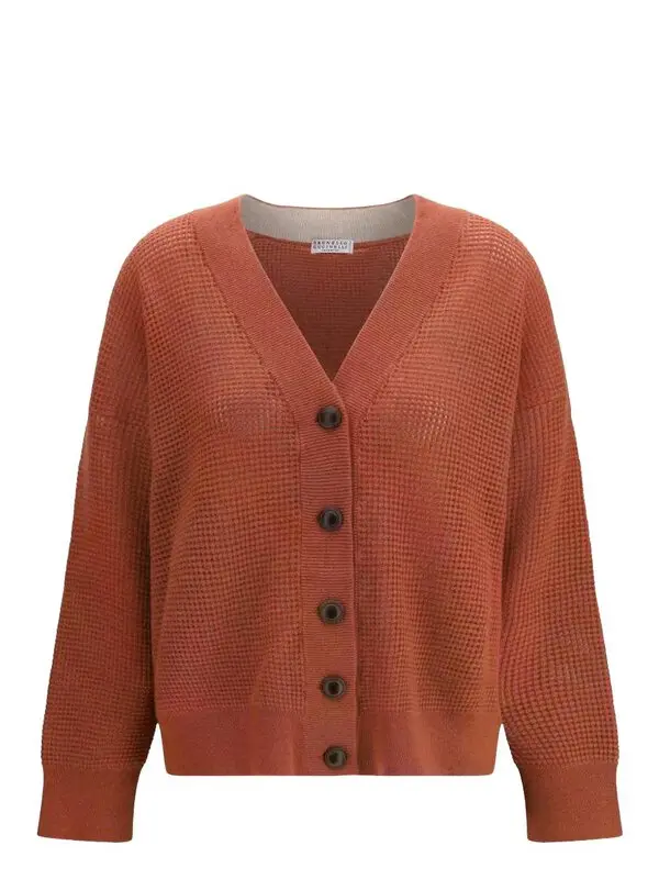 Brunello Cucinelli Buttoned Cashmere Cardigan - Orange