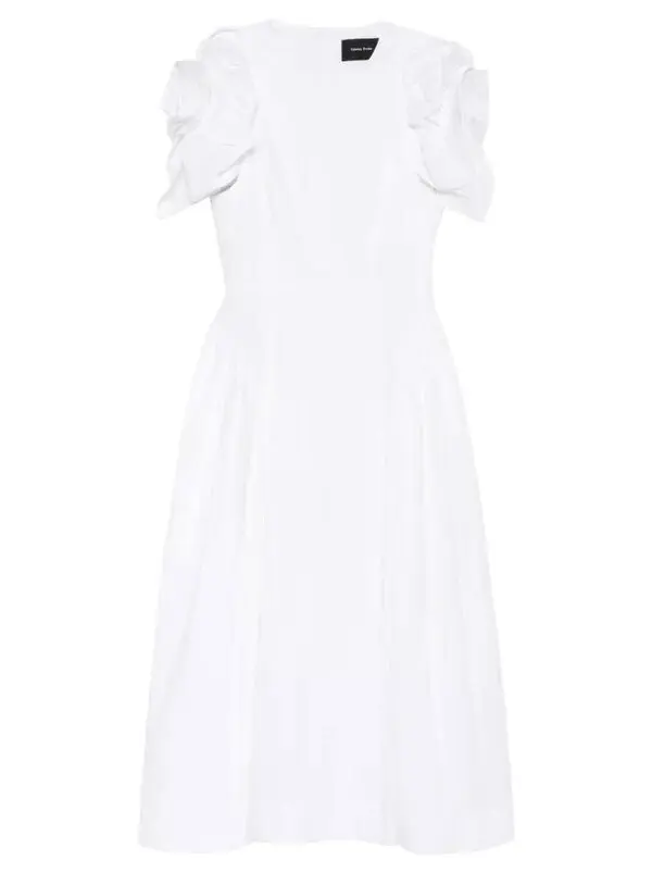 Simone Rocha Round-neck Ruffled Midi Dress - White