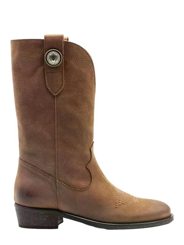 VIA ROMA 15 Logo-appliqué Cowboy Boots - Brown