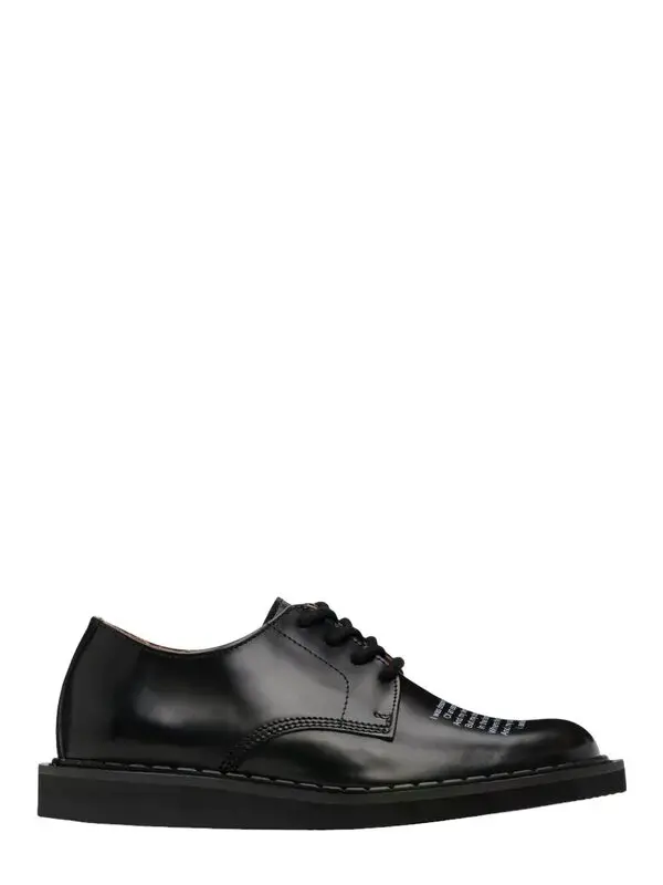 GEORGE COX Text-print Leather Derby Shoes - Black