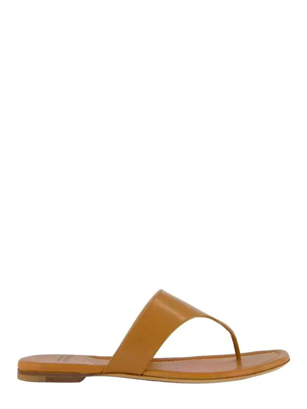 FRANCESCO RUSSO Leather Flat Sandals - Brown