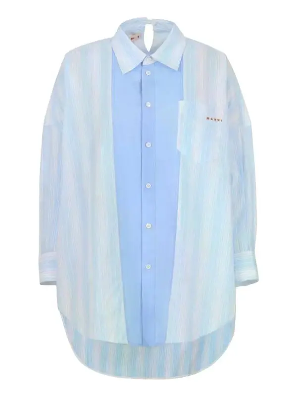 Marni Striped Panel Shirt - Blue