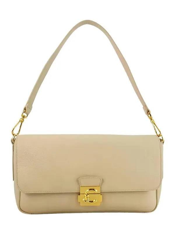 COCCINELLE Grained Texture Shoulder Bag With Turn Lock - Neutrals