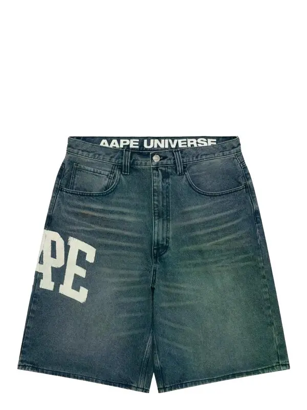 AAPE BY *A BATHING APE Logo-print Denim Shorts - Blue