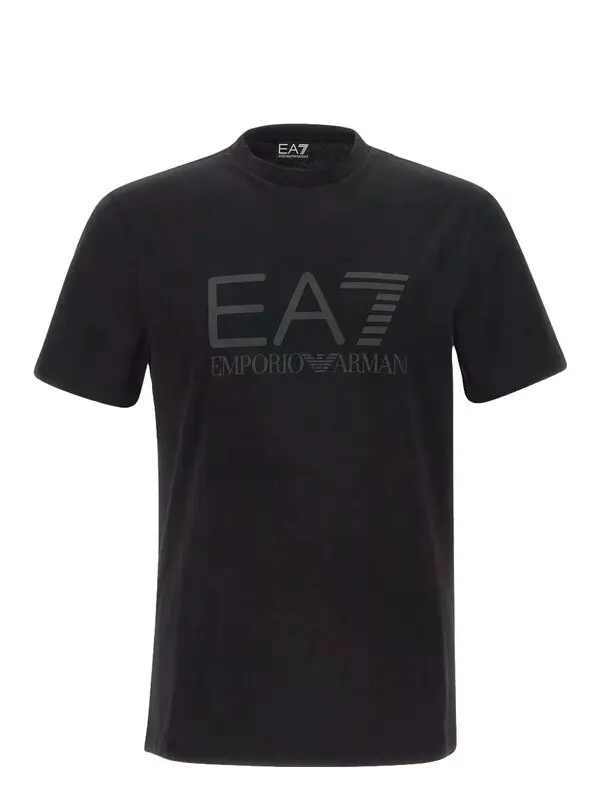 EA7 Logo Print Crew Neck T-shirt - Black