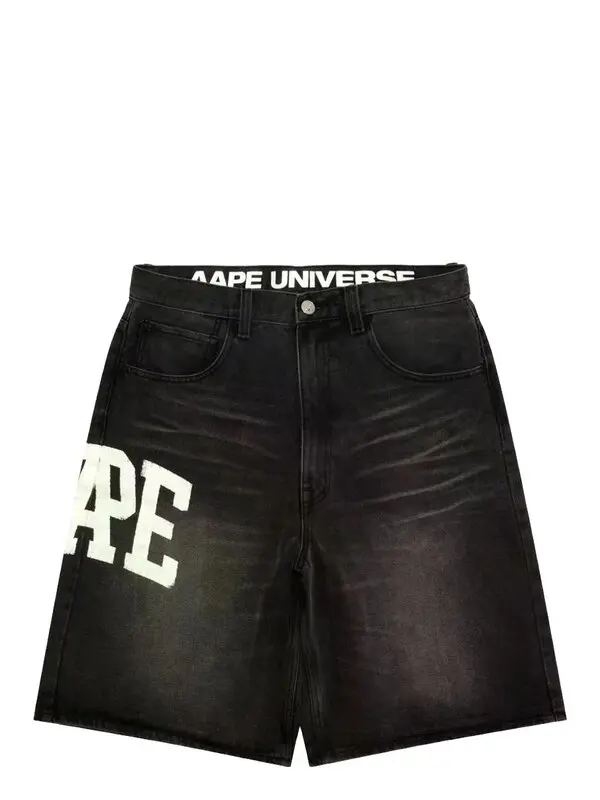 AAPE BY *A BATHING APE Logo-graphic Cotton Shorts - Black