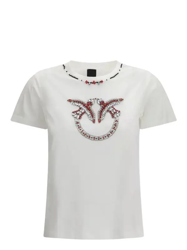 Pinko Logo Beaded T-shirt - White