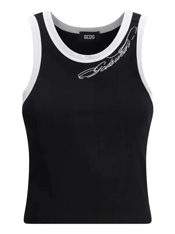 Gcds Contrast-trim Tattoo Tank Top - Black