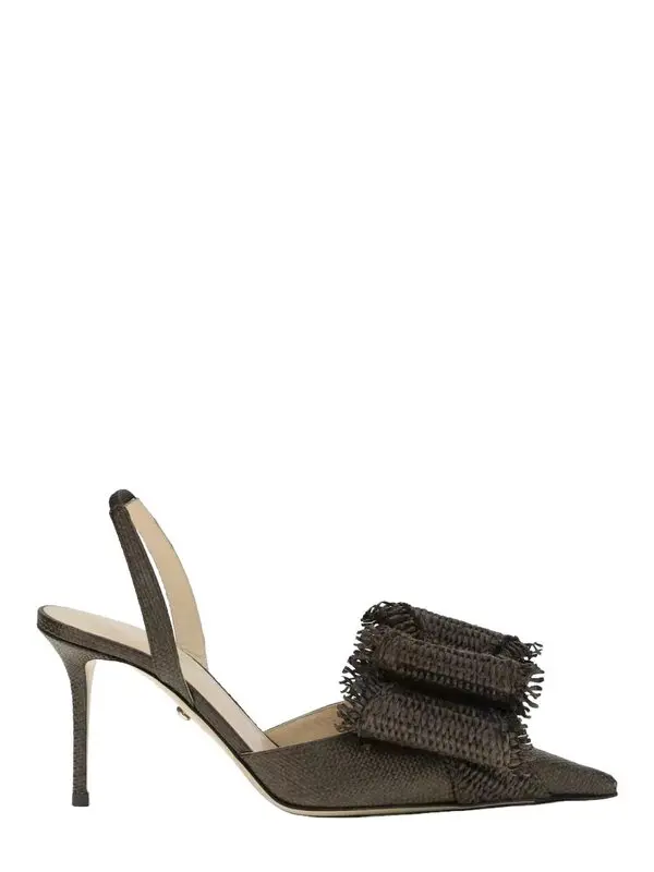Mach & Mach Raffia Fringed Slingback Sandals - Brown