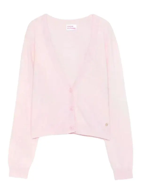 From Future V-neck Button Cardigan - Pink