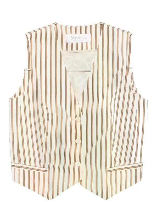 Max Mara Striped Button Waistcoat - Neutrals