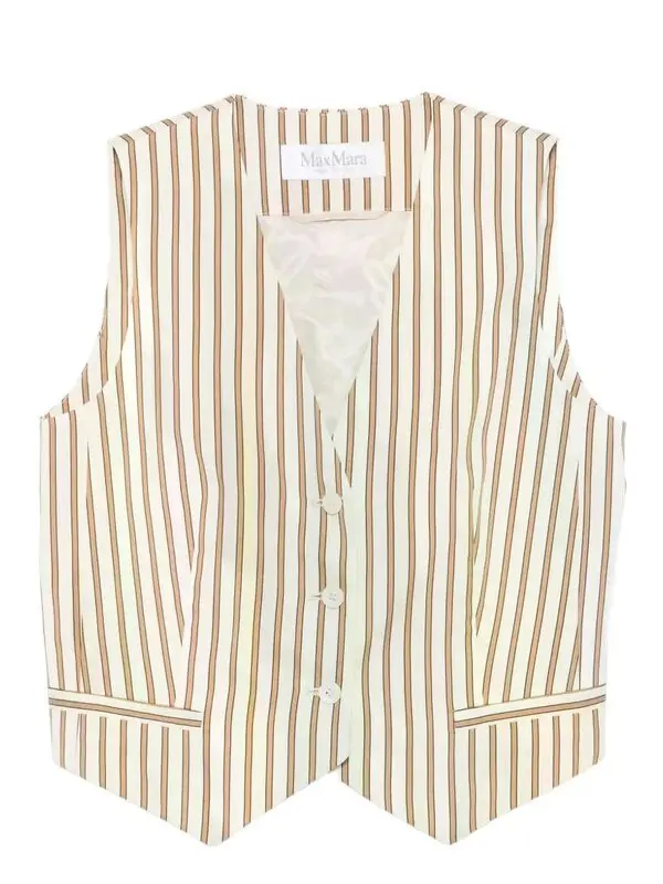 Max Mara Striped Button Waistcoat - Neutrals